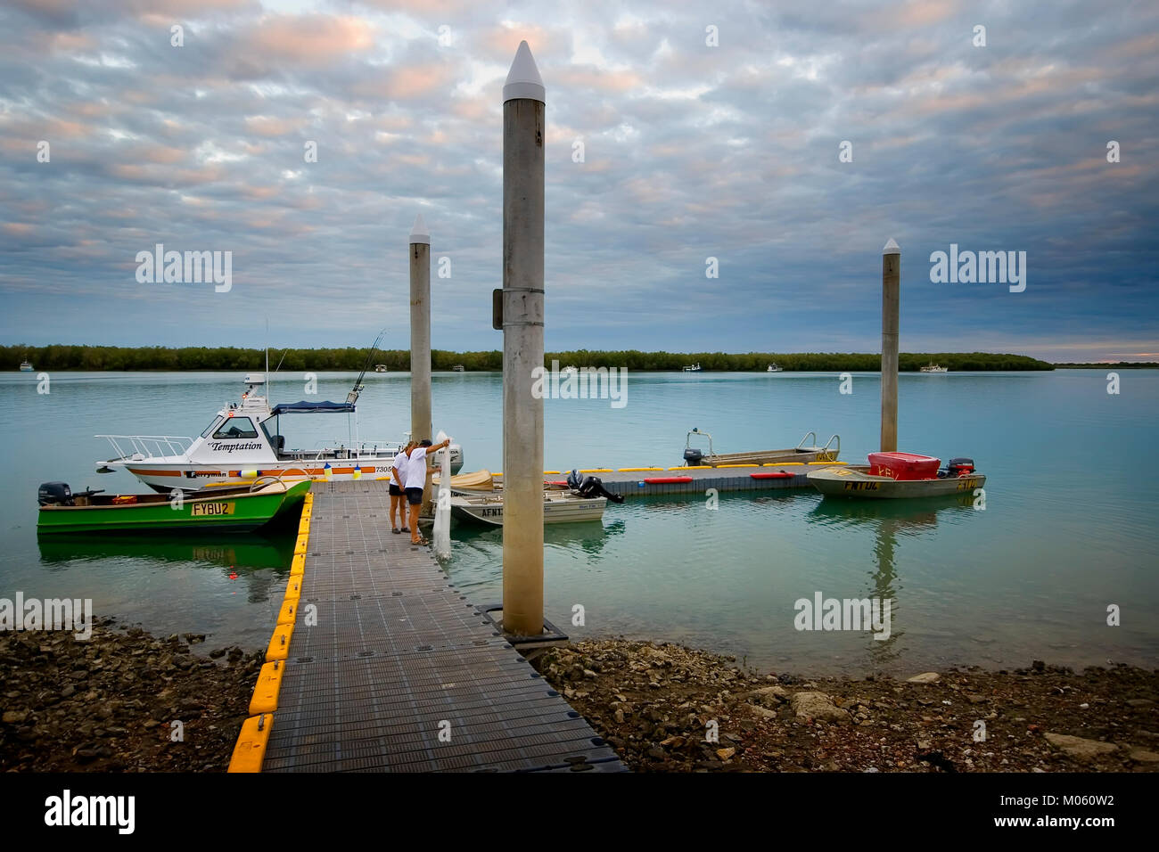 Australia, North Queensland, Karumba. Boating pontoon. Situated at the ...
