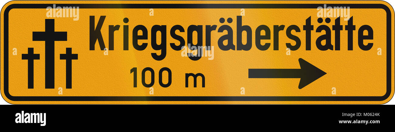 German information road sign - War memorial on the right Stock Photo ...