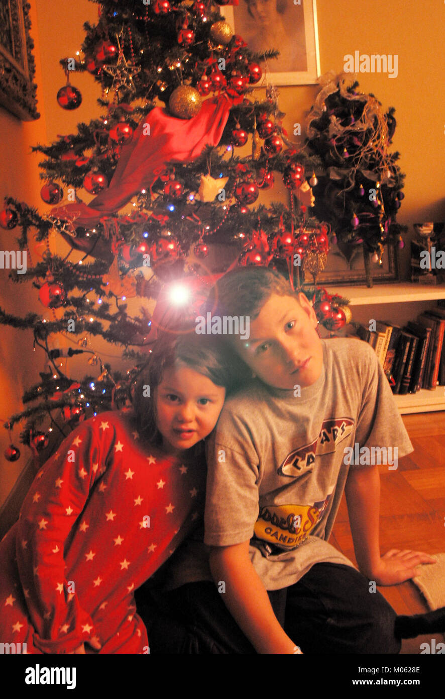children, christmas tree Stock Photo - Alamy