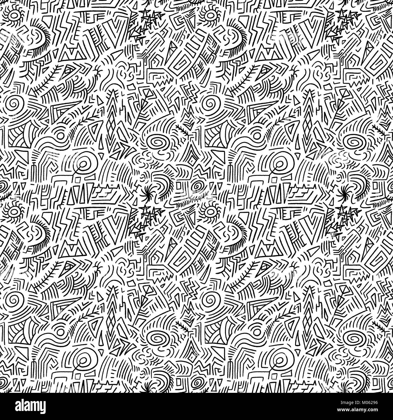 Seamless doodle vector texture - quirky tribal background Stock Vector ...