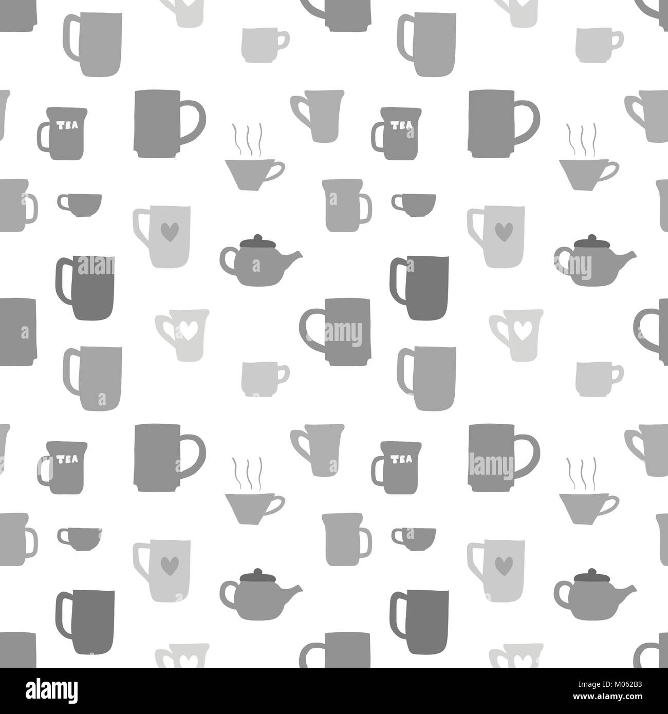 Tea time texture - seamless fabric background vector with coffee cups ...