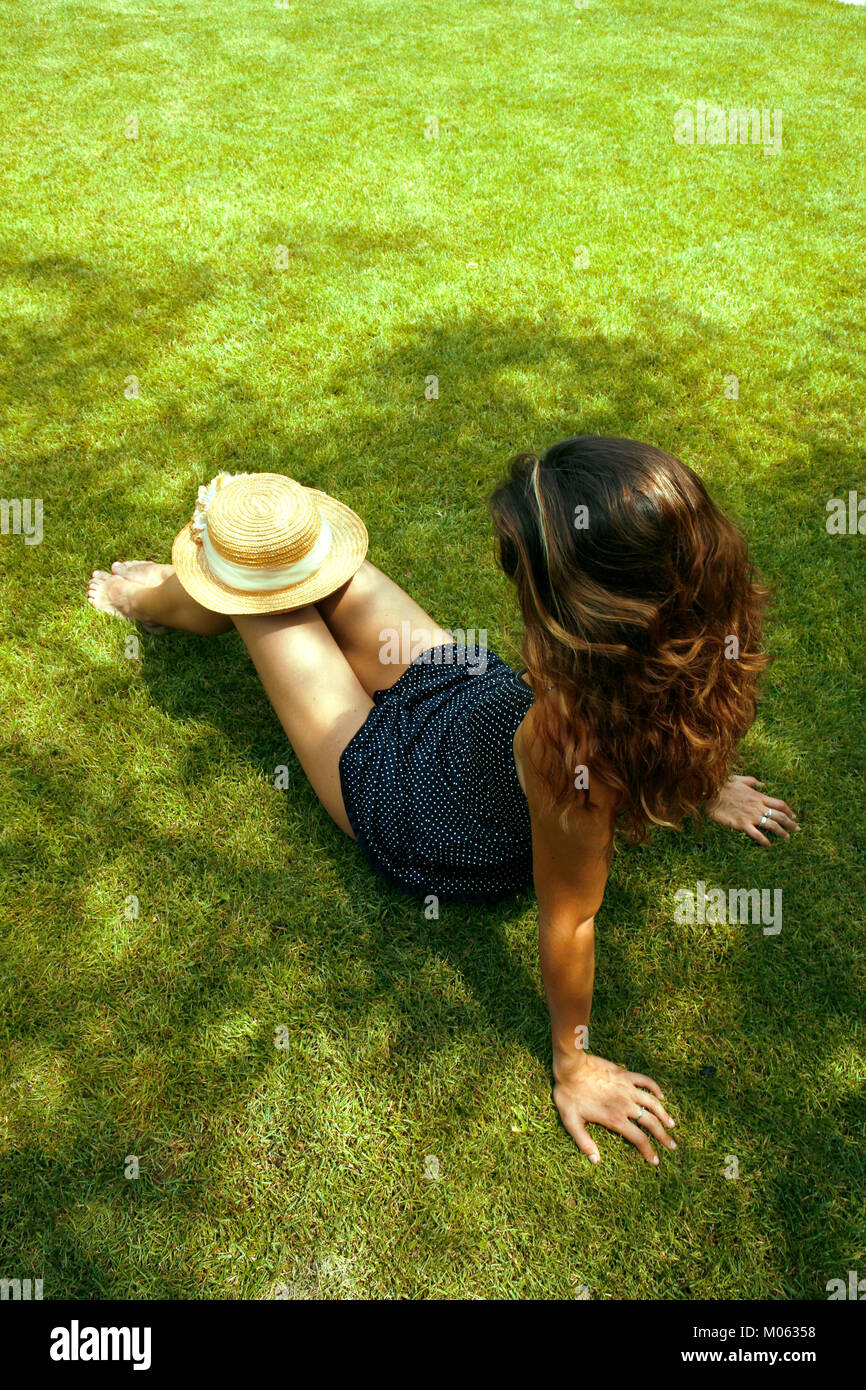 woman on grass Stock Photo - Alamy
