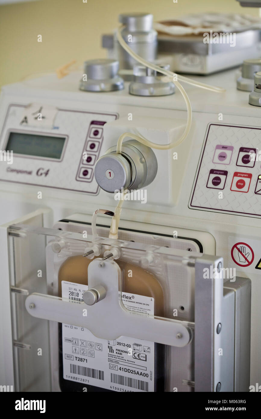 separation machine that separates the concentrated red blood cells ...