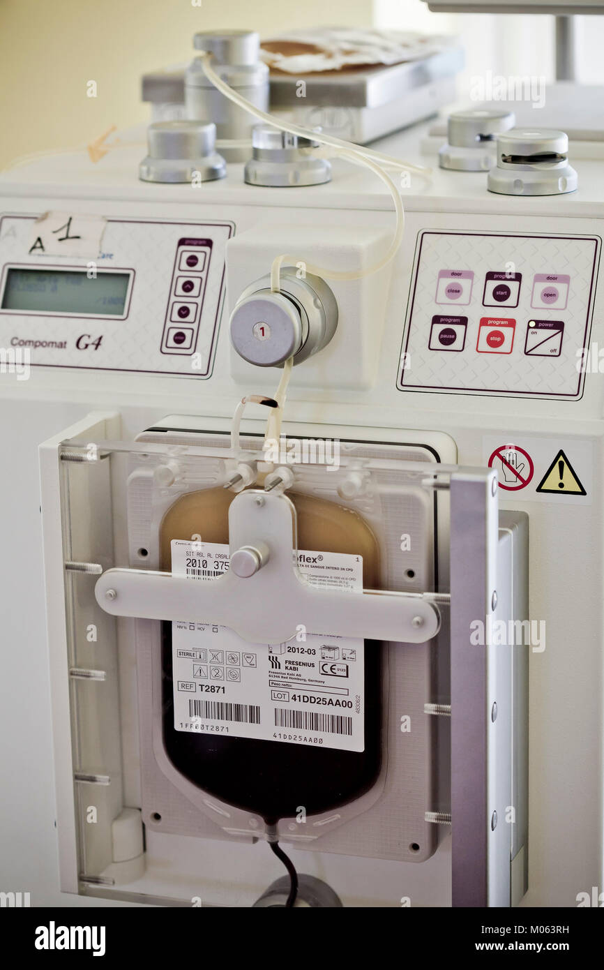 separation machine that separates the concentrated red blood cells ...