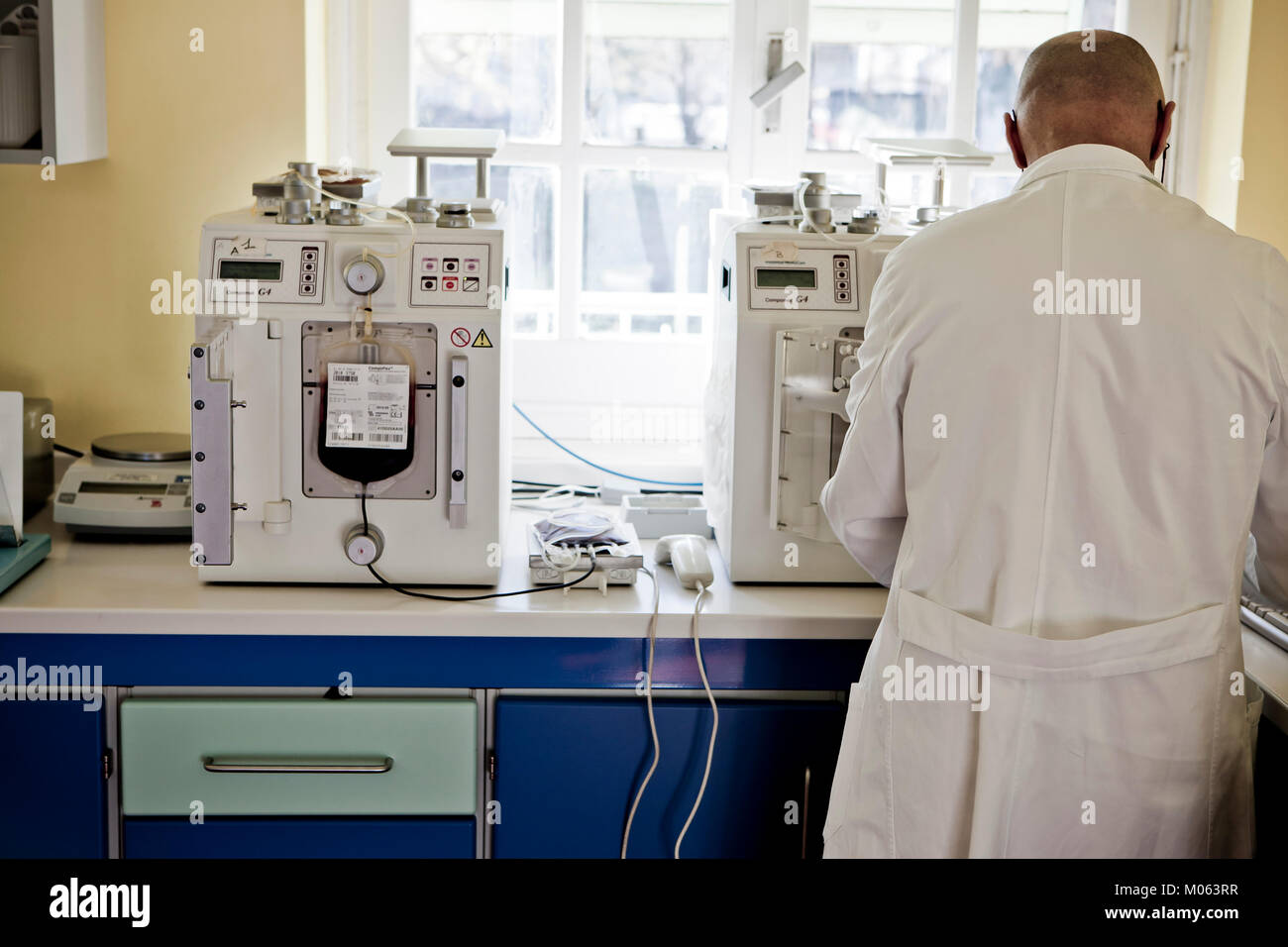 separation machine that separates the concentrated red blood cells ...