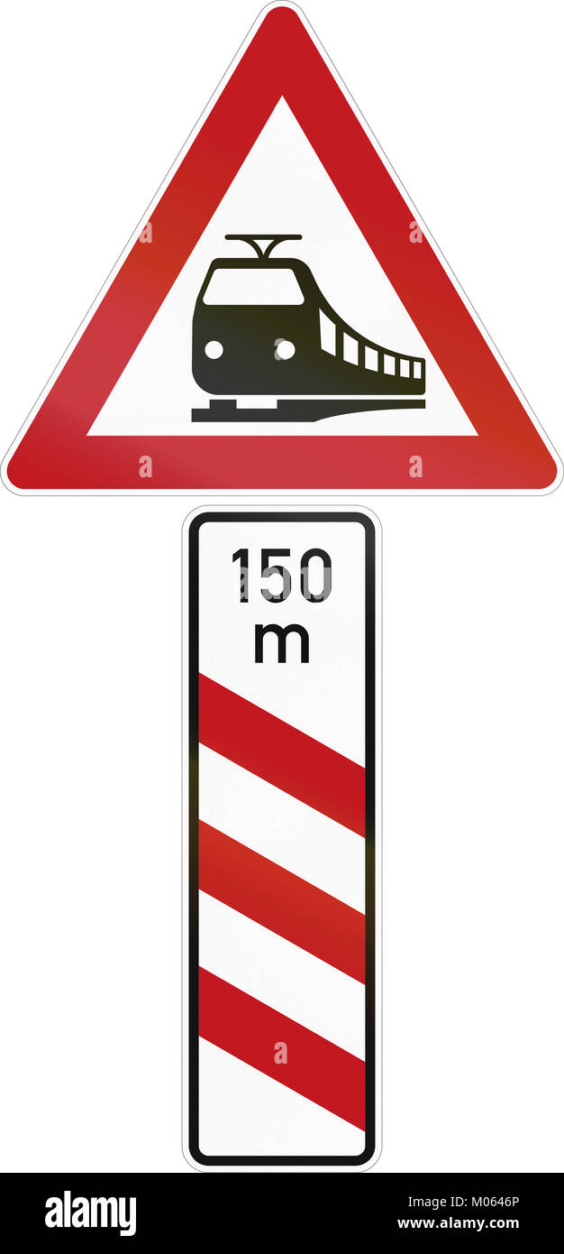 German level crossing distance marker for the left side of the road ...