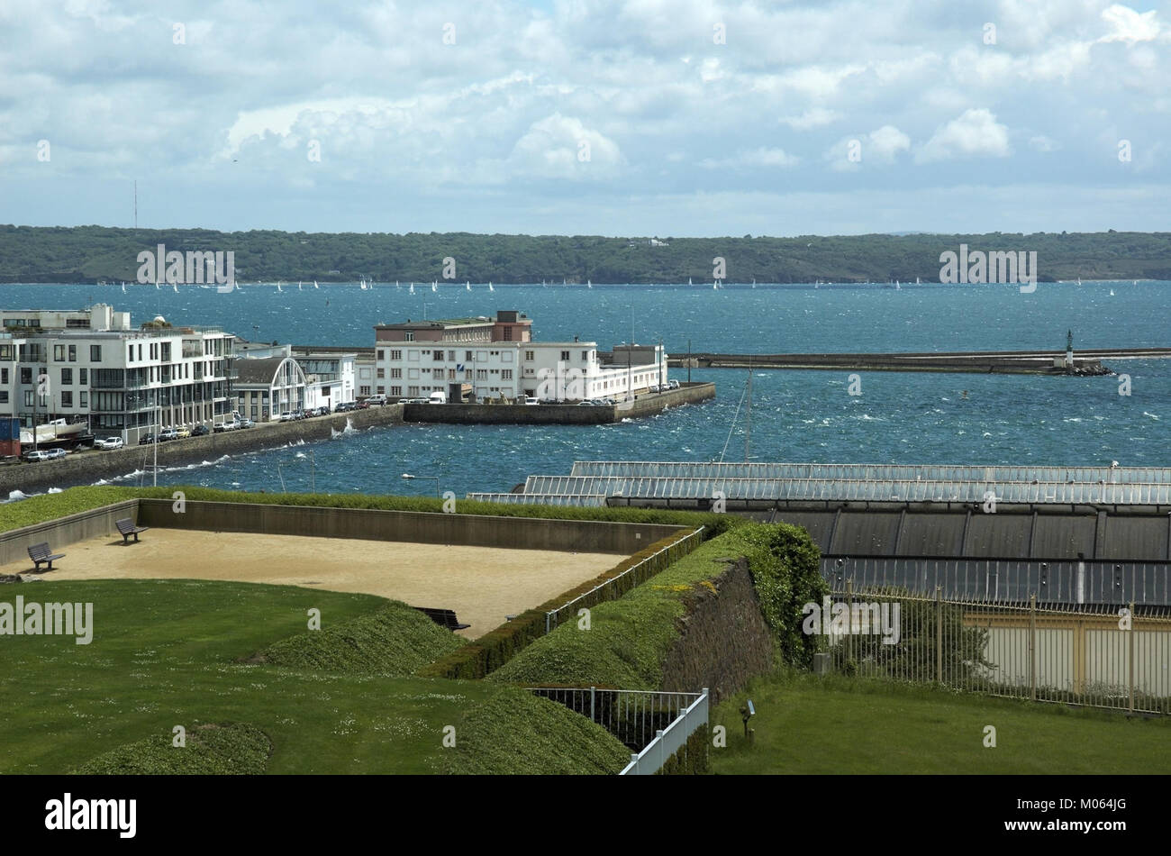 Brest Port is a major French seaport. The image shows its port ...