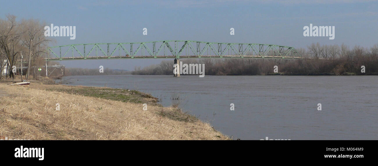 The image captures a view of the Brownville Bridge in Nebraska ...