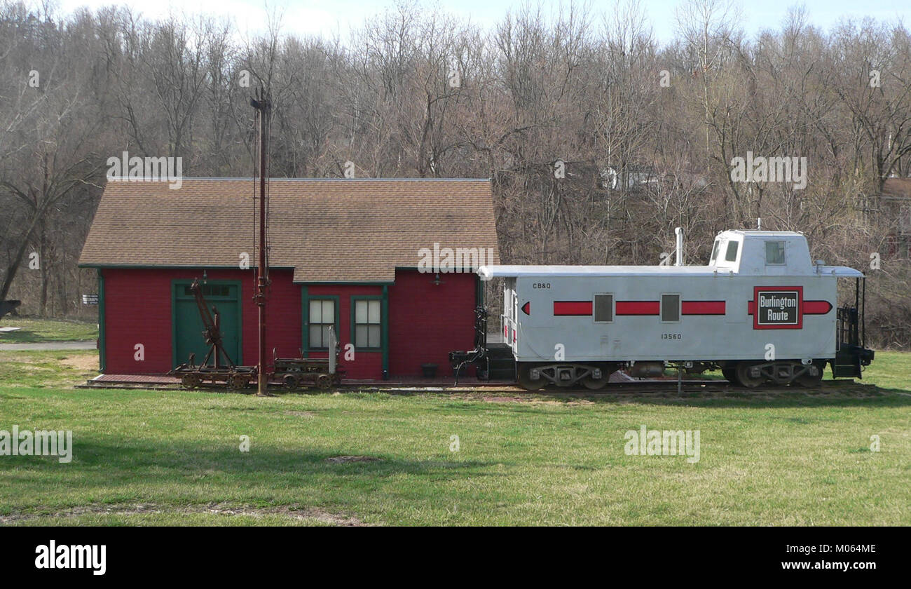 This historical image captures the Brownville, Nebraska, Railroad Depot ...