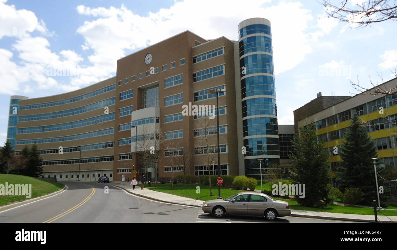 Building and car and stop sign at Cornell University Stock Photo - Alamy