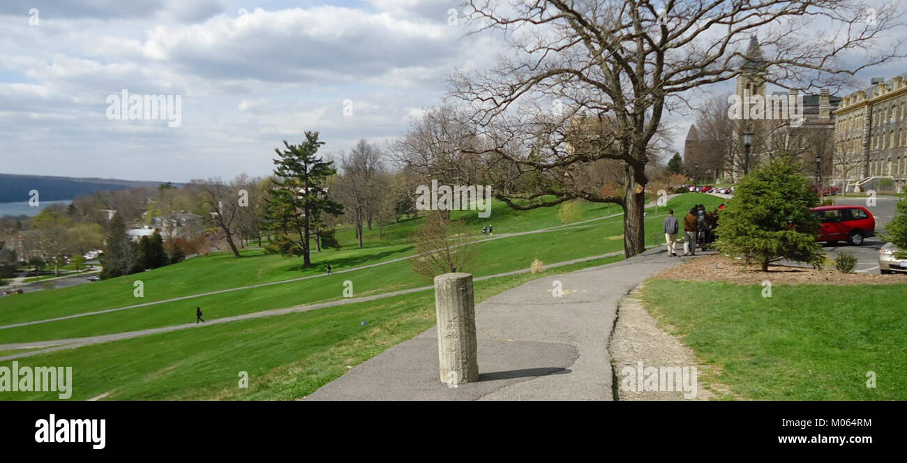 A view of the campus at Cornell University, showcasing Lake Cayuga on ...