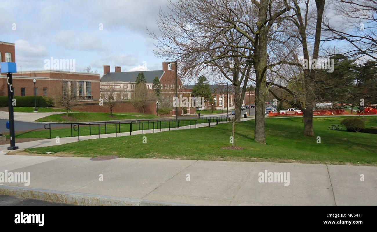 This image captures a campus view facing the gym at the University of ...