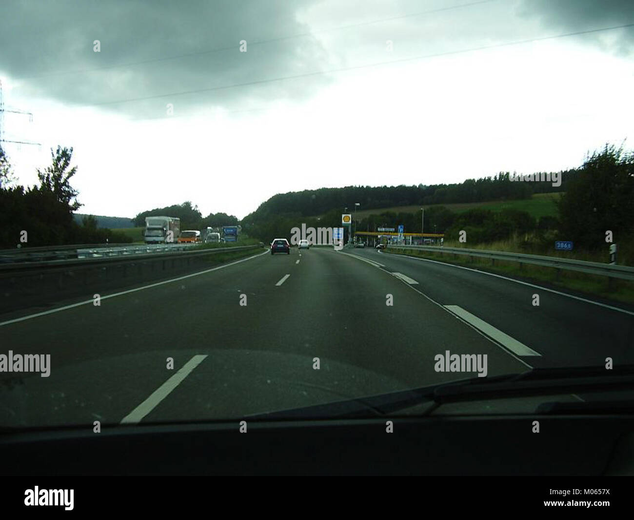This image shows a section of the Bundesautobahn 5, a major highway in ...