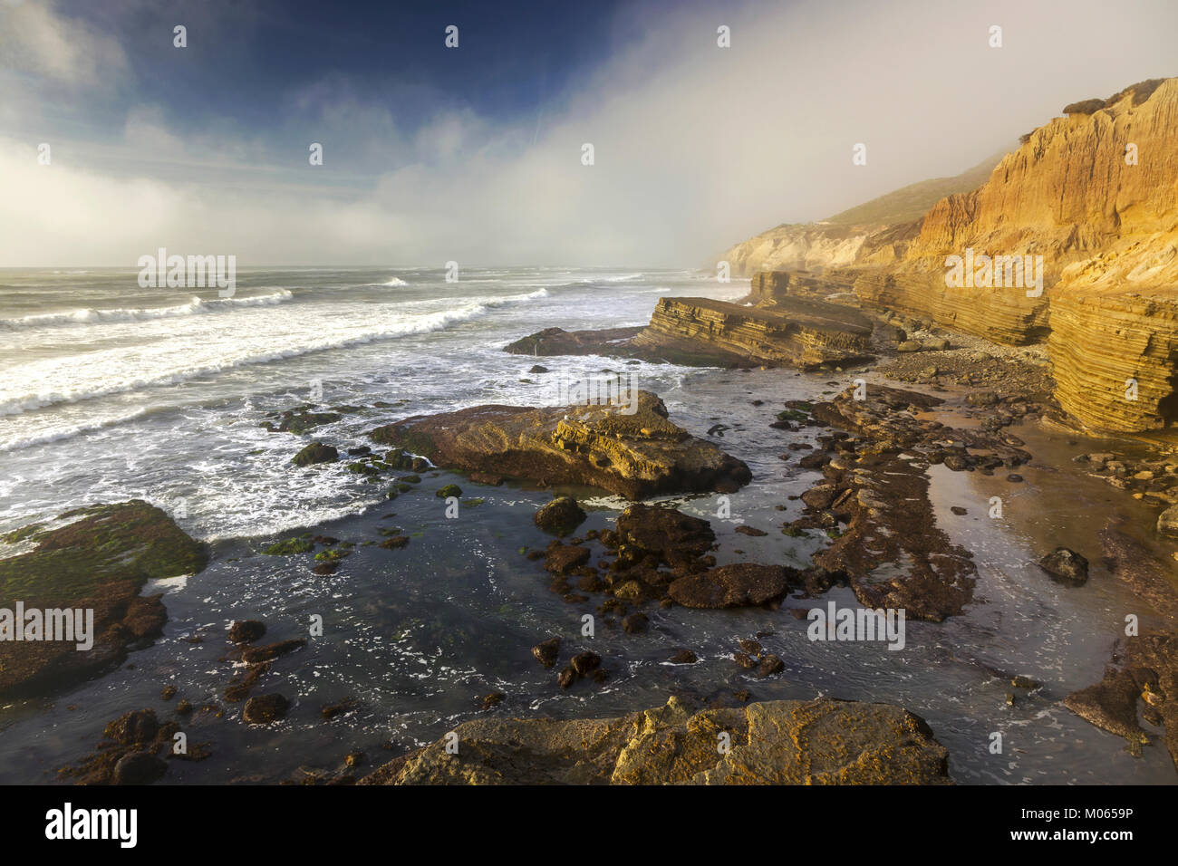 Tide Pools Dramatic Sunset Cliffs Pacific Ocean Coastal Landscape in ...