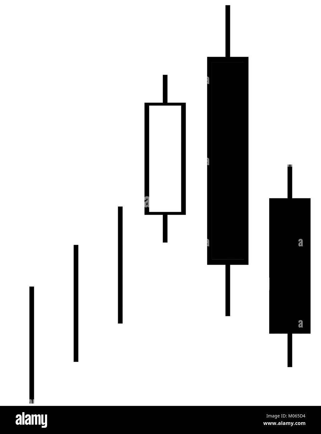 Candlestick pattern bearish three outside down Stock Photo - Alamy