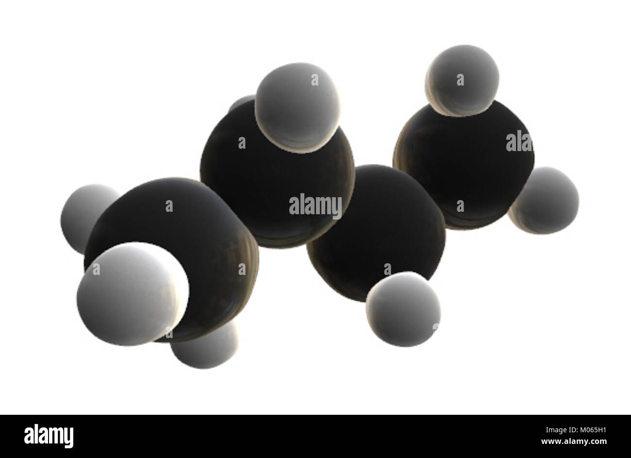 The 3D representation of a butane molecule shows the molecular ...