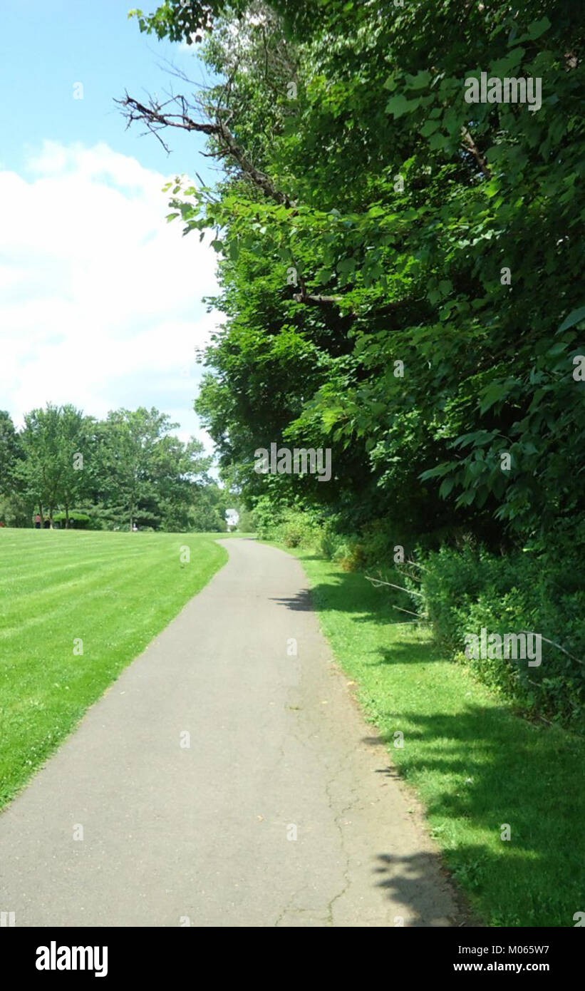 The Briant Park pathway in Summit, New Jersey, captured in June 2012 ...