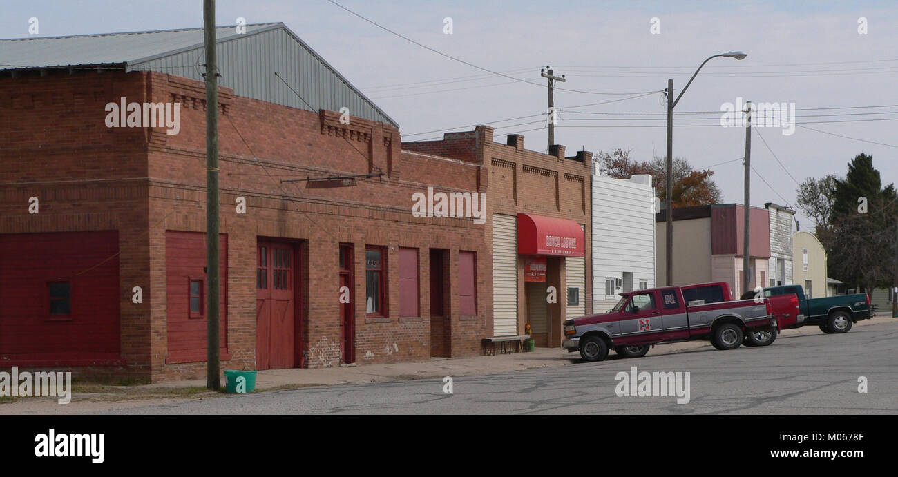 This image captures a view of downtown Bruno, Nebraska, providing a ...