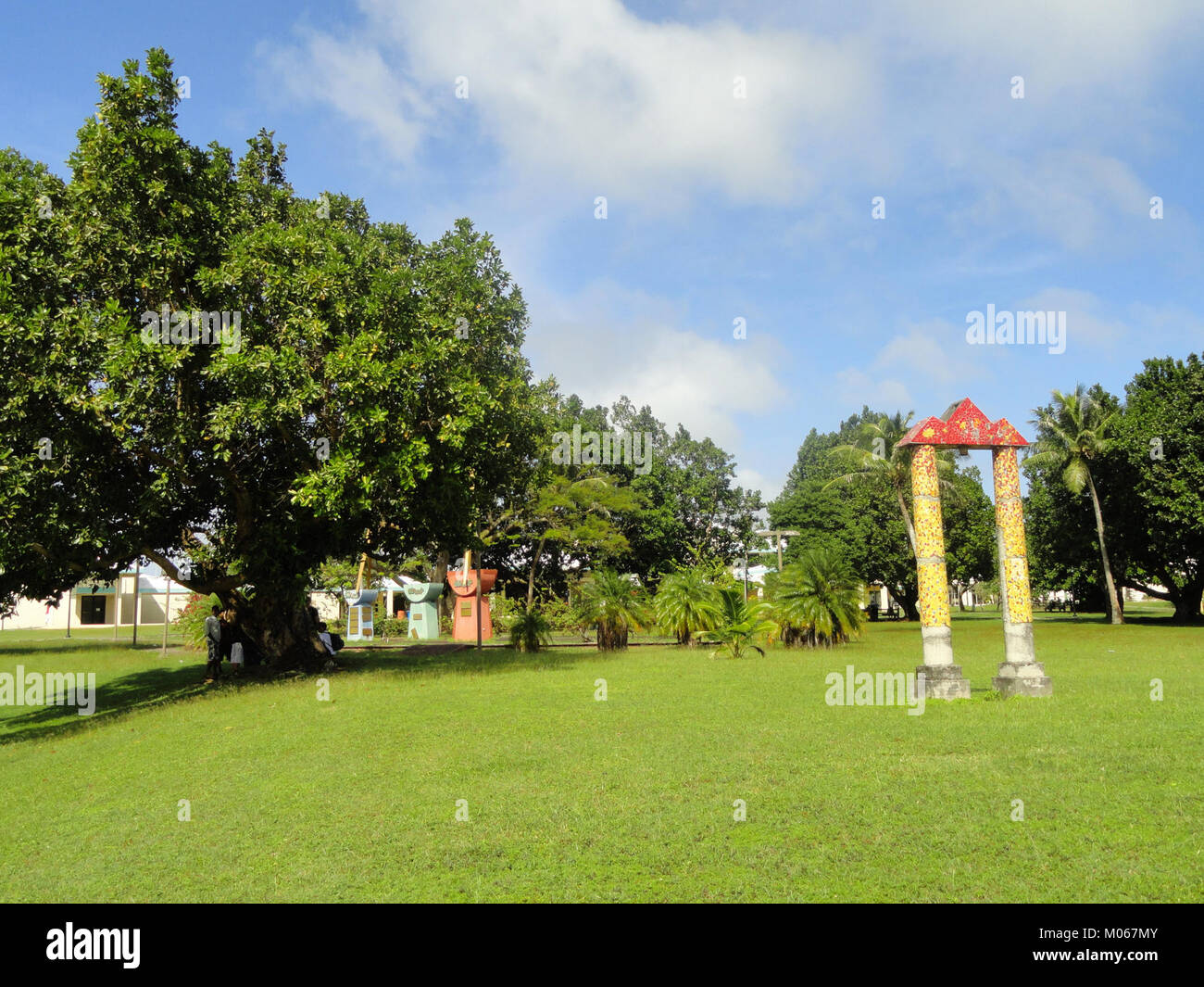 The University of Guam campus view shows architectural features and ...