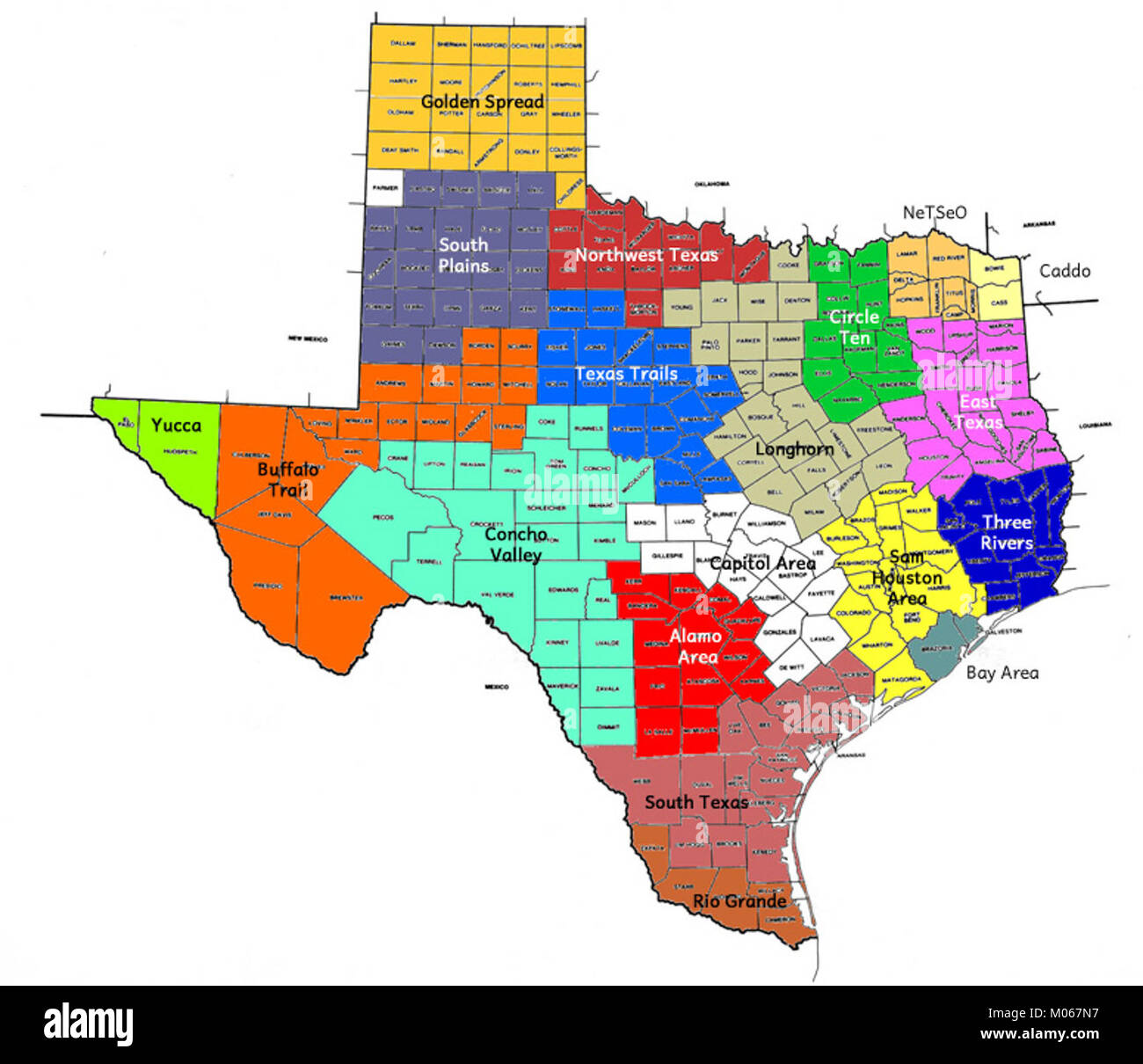 Boy Scouts of America councils in Texas (approximate boundaries Stock ...