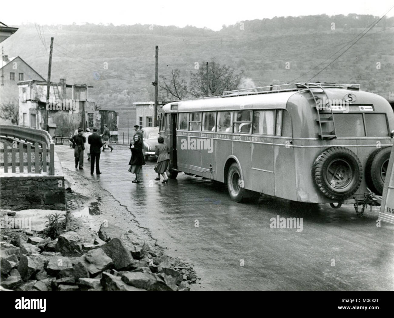 This bus, a historical vehicle, connects France and Germany, and ...