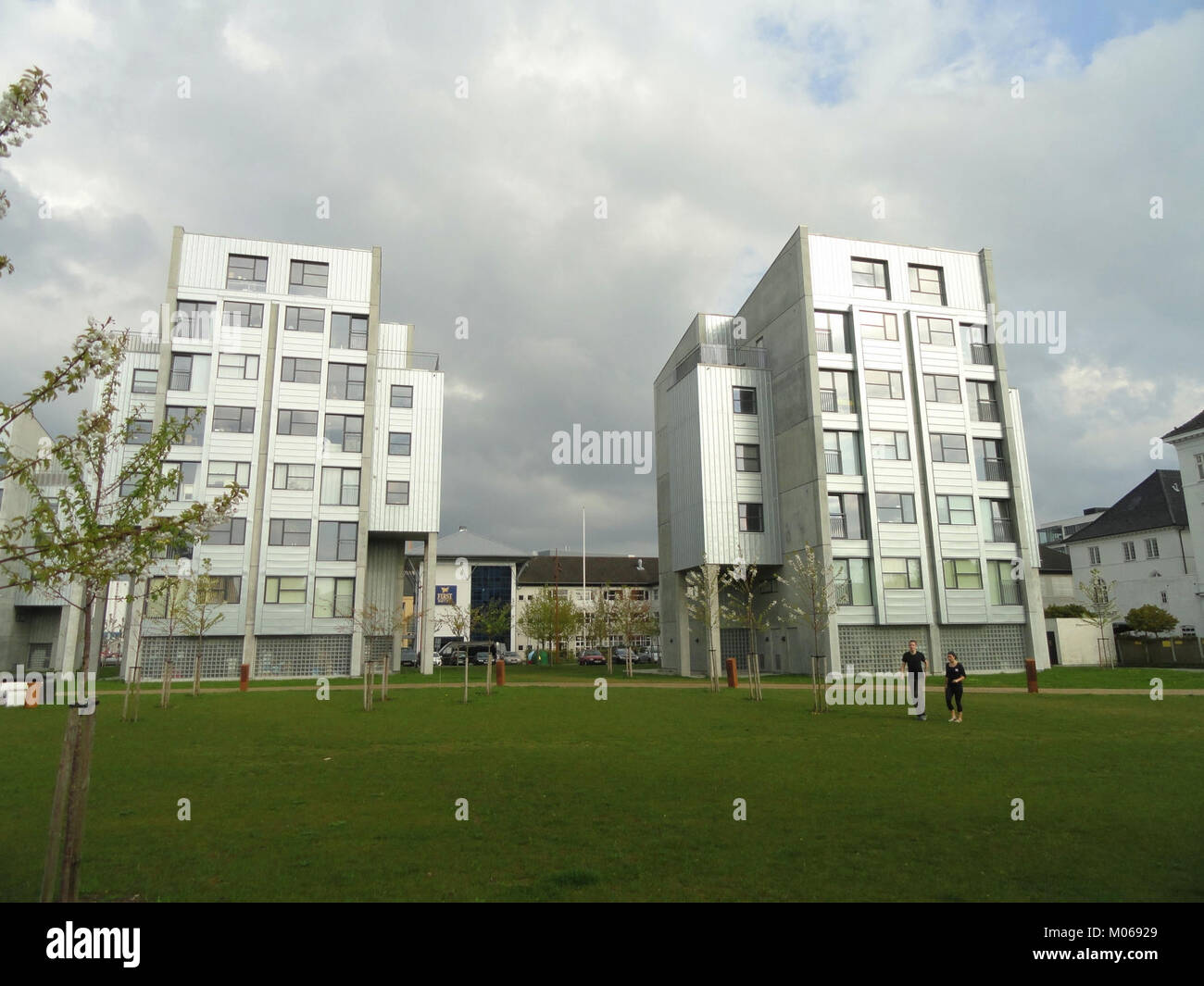 This photograph captures a view of buildings in Aalborg, showcasing the ...