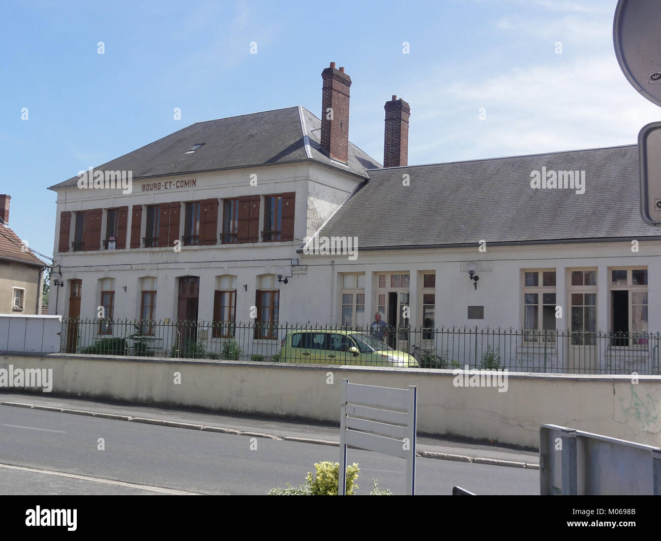 A historic view of the Mairie (town hall) in Bourg-et-Comin, Aisne ...