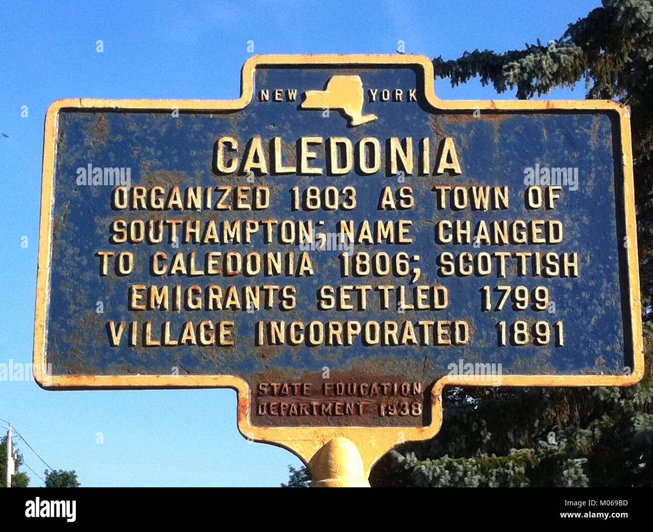 Caledonia, N.Y. Historical Sign Stock Photo - Alamy