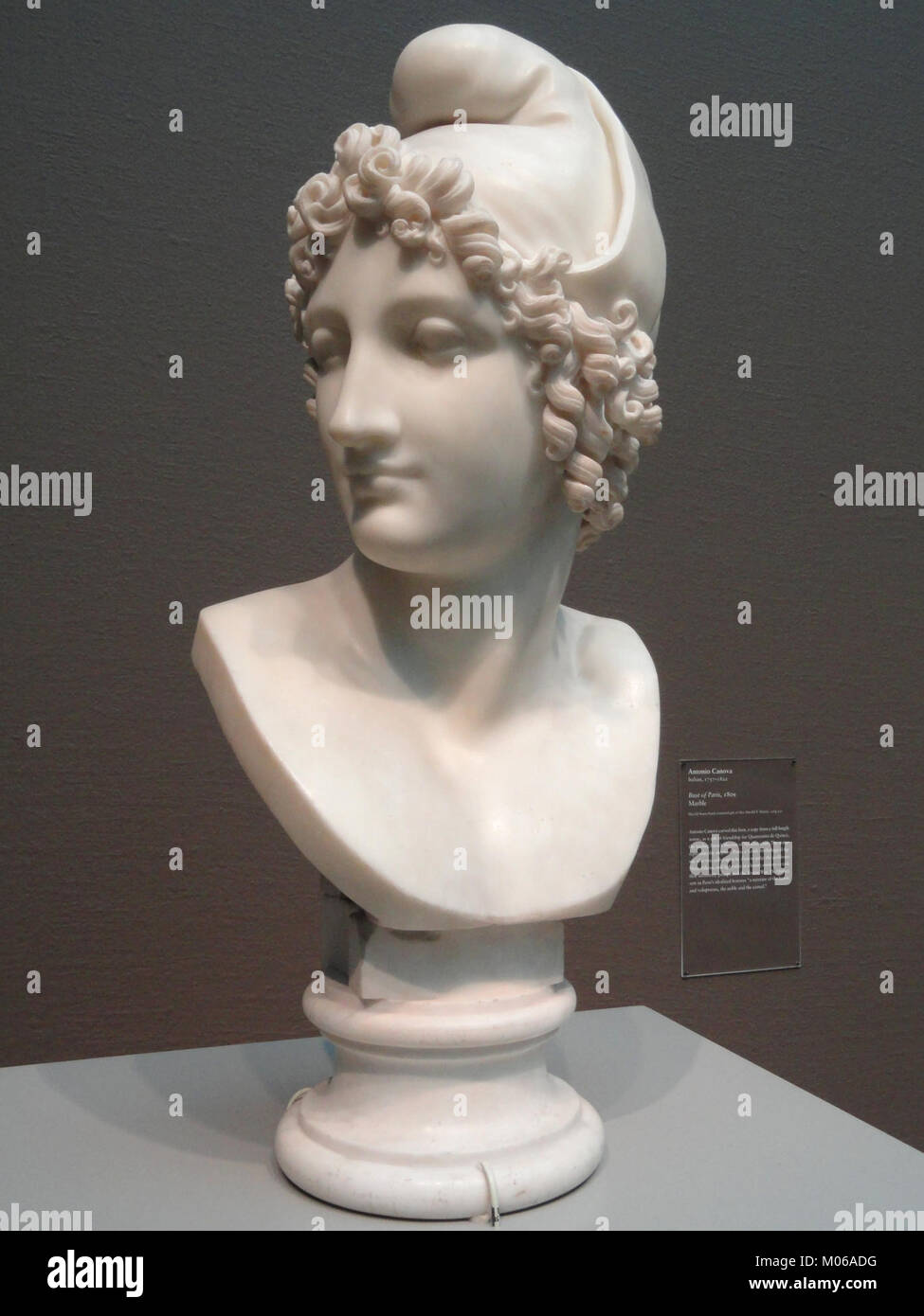 A marble bust of Paris, created by Antonio Canova in 1809. This ...