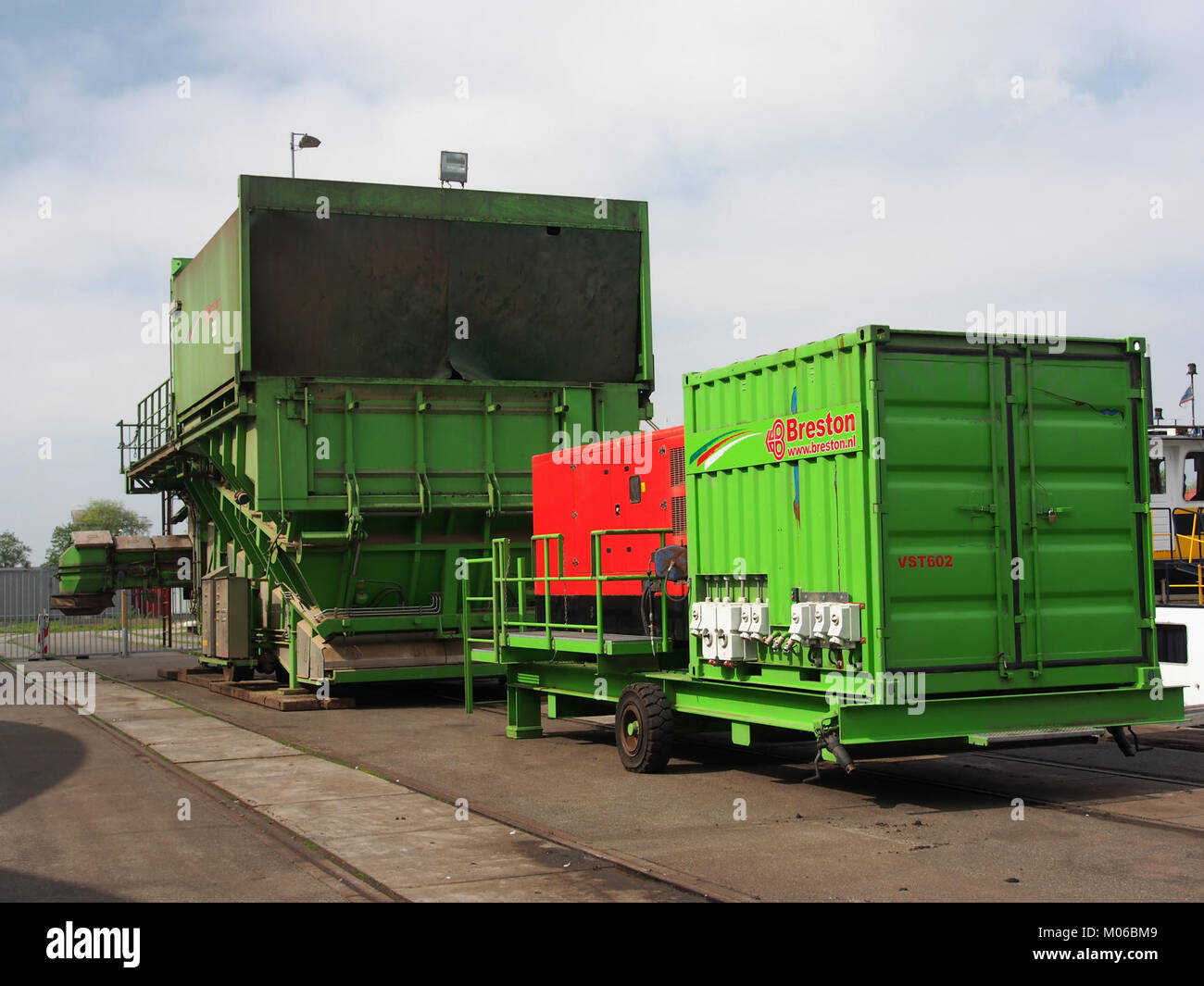 This image likely depicts a bulk handling ship or unloader, part of ...