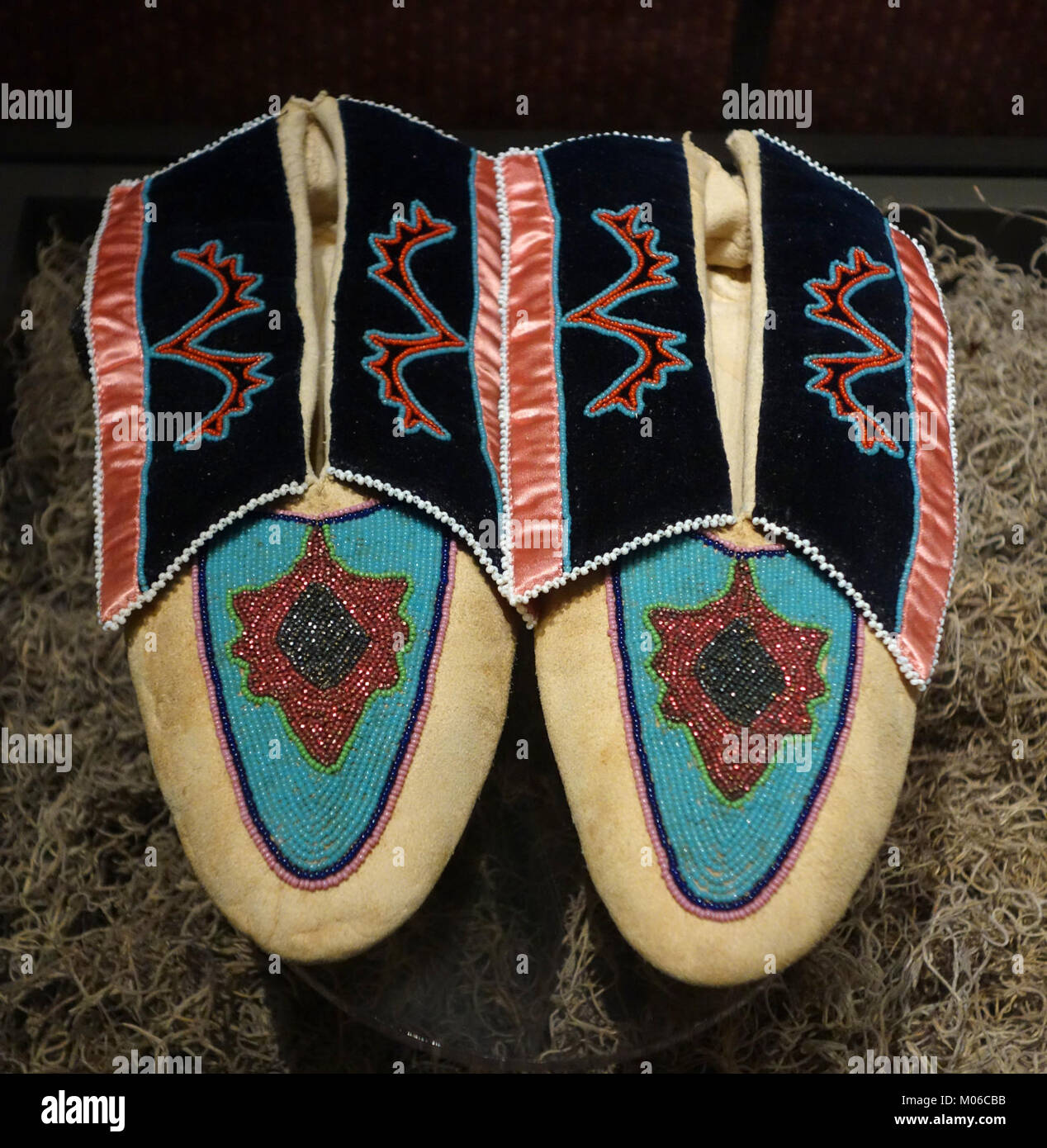 These Caddo moccasins, dating from around 1909, are traditional Native ...