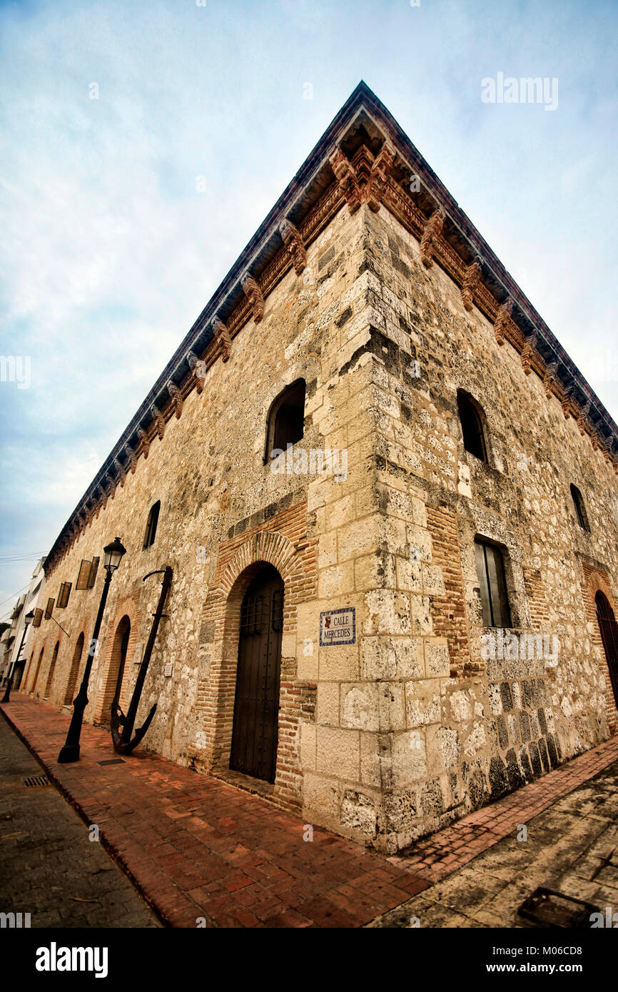 Colonial building of Las Casas Reales at Santo domingo on Dominican ...