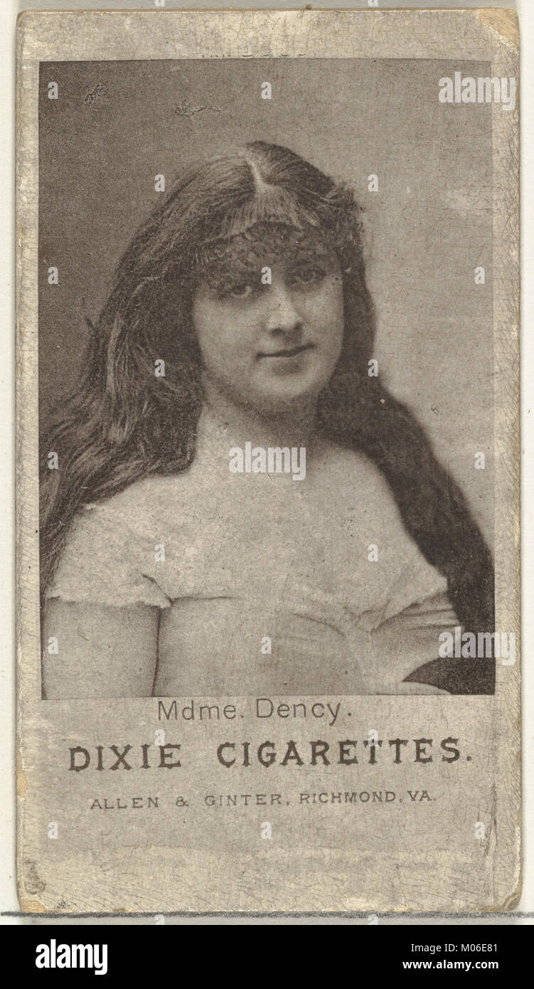 Mdme. Dency, from the Actresses series (N67) promoting Dixie Cigarettes ...
