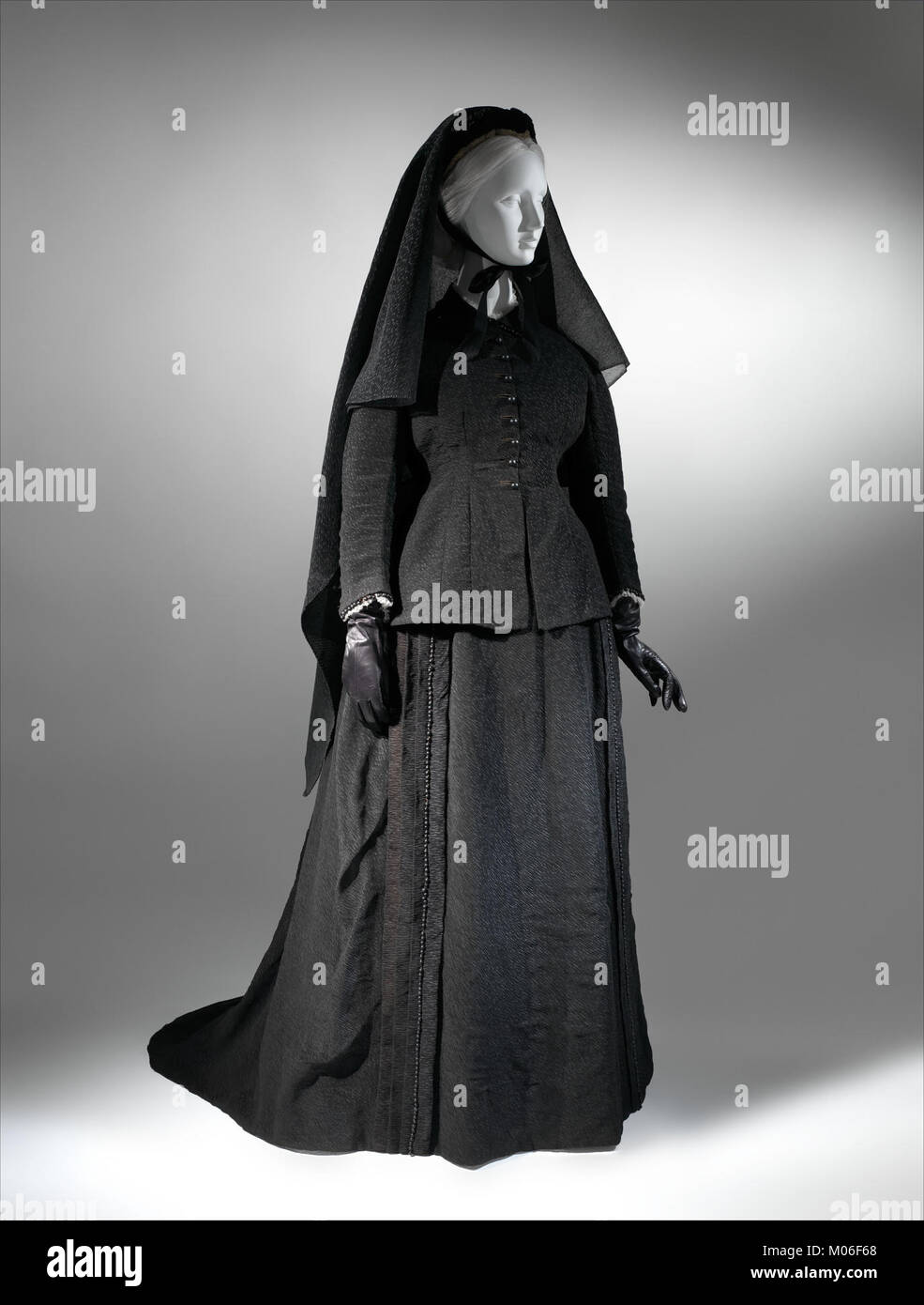 This mourning dress from the 19th century features intricate black ...