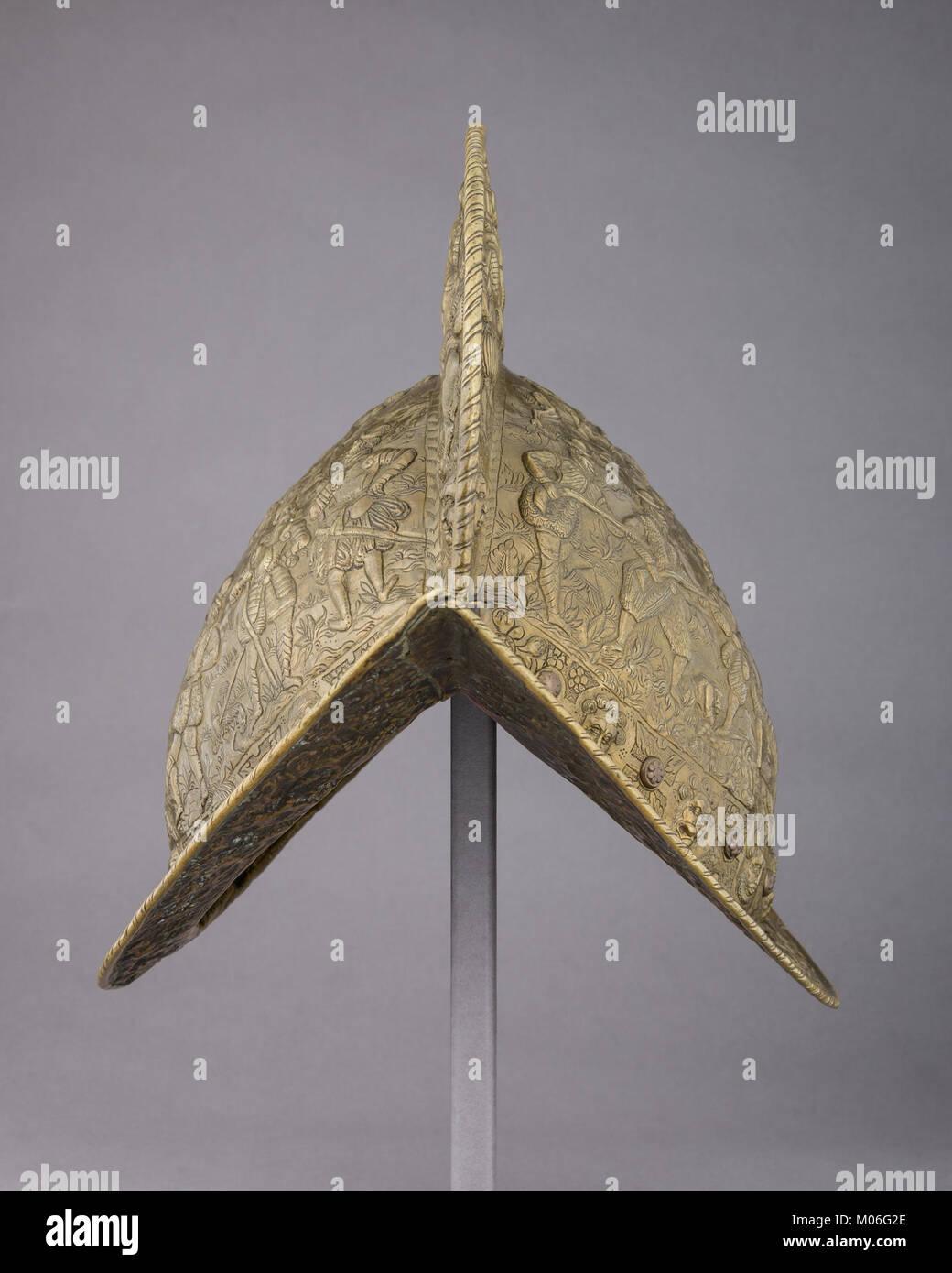 This 16th-century morion helmet, used by infantry, features a ...
