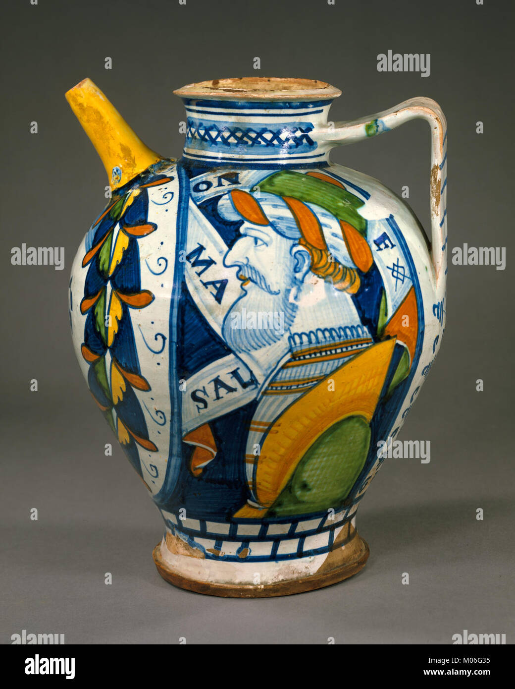 The Maiolica Apothecary jug, or 'brocca', is a ceramic piece displayed ...