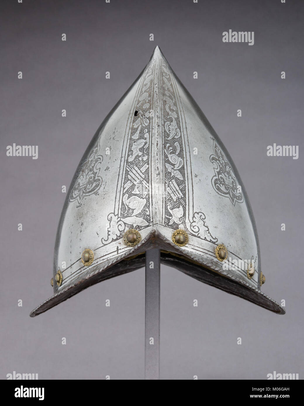 A morion helmet, part of the MET collection, characterized by its ...