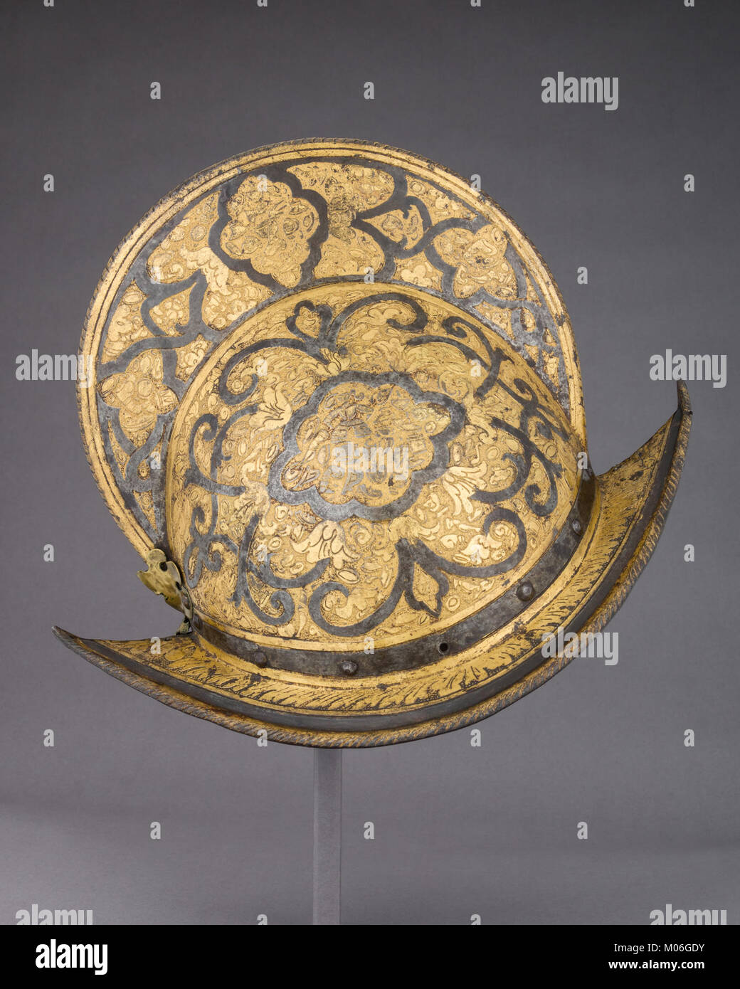 This Morion helmet, a type of steel headgear from the 16th century ...