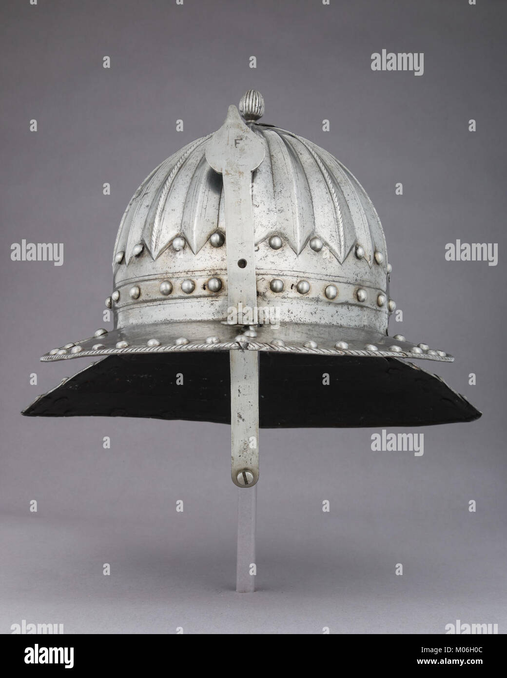 This lobster-tail burgonet, a type of medieval helmet, features ...