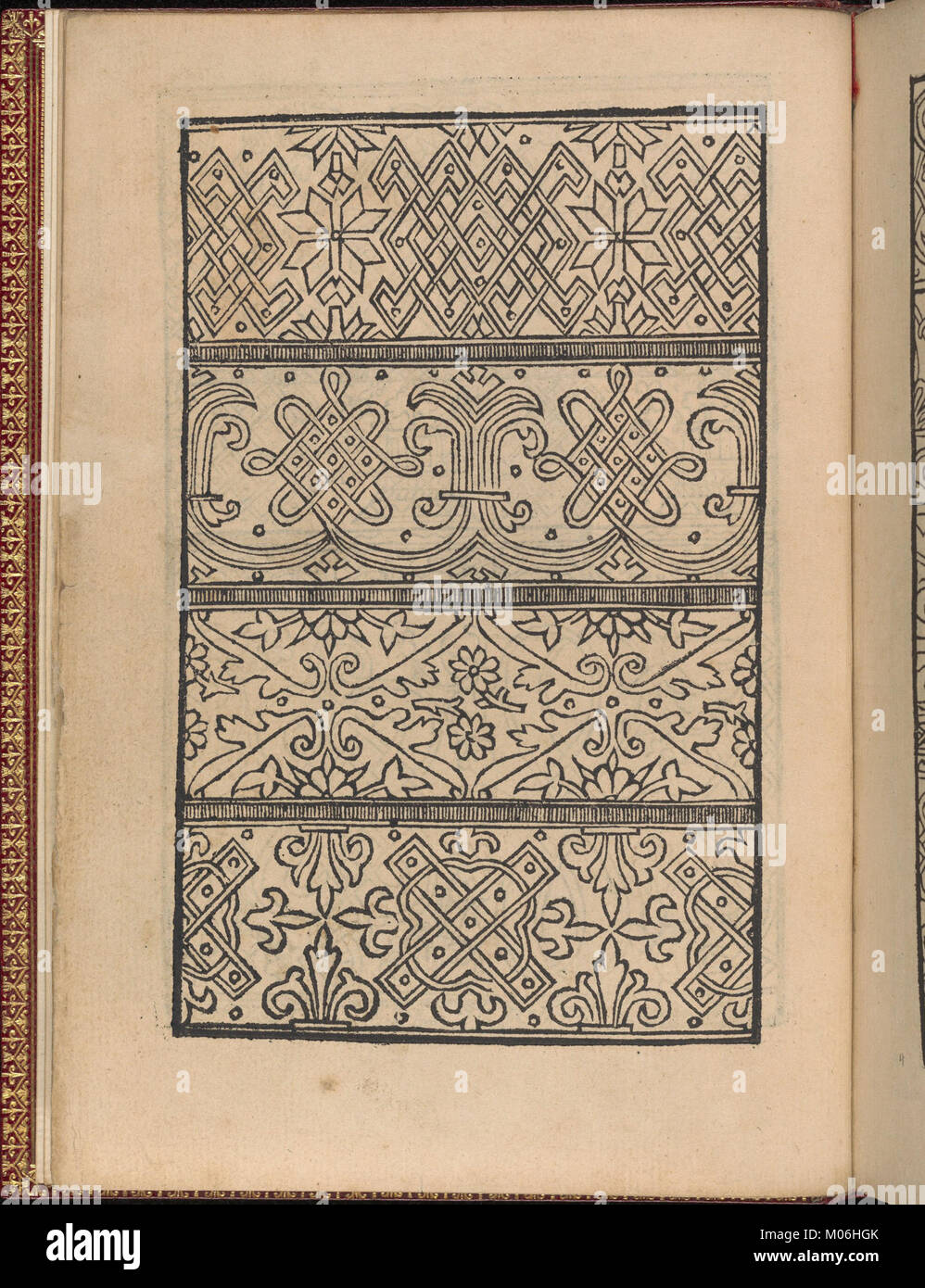 This 16th-century German pattern book page shows embroidery and sewing ...