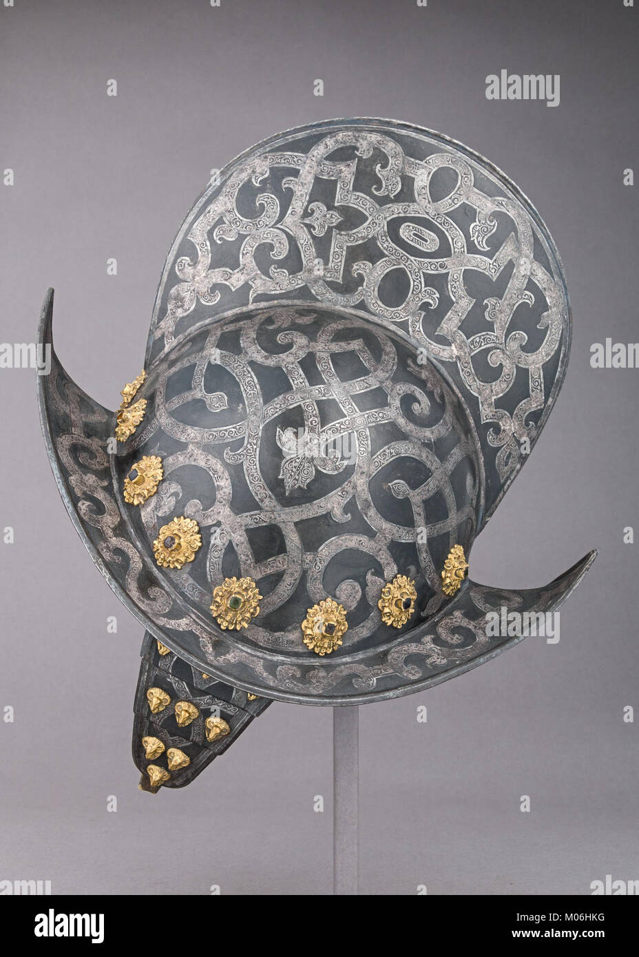 This morion, a type of helmet, reflects the military history and design ...