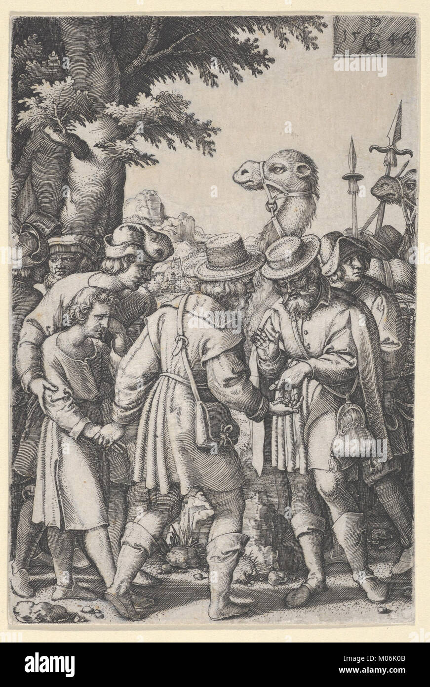 This artwork depicts the biblical story of Joseph being sold to ...