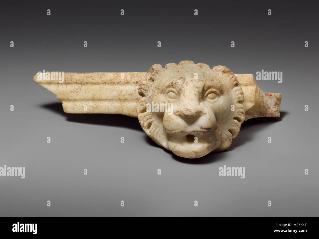 This marble fragment, featuring a lion's head, is part of a fountain ...