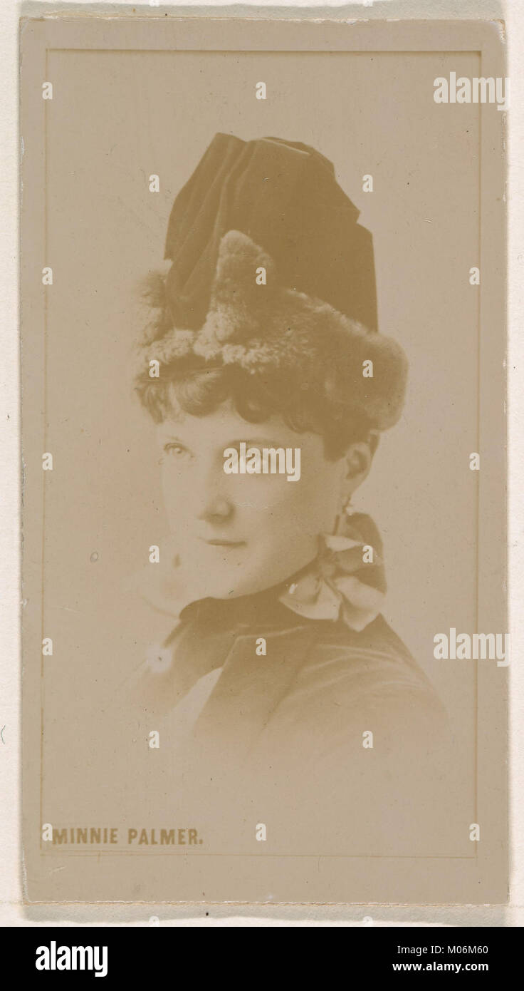This card from the 'Actresses' series features Minnie Palmer, promoting ...