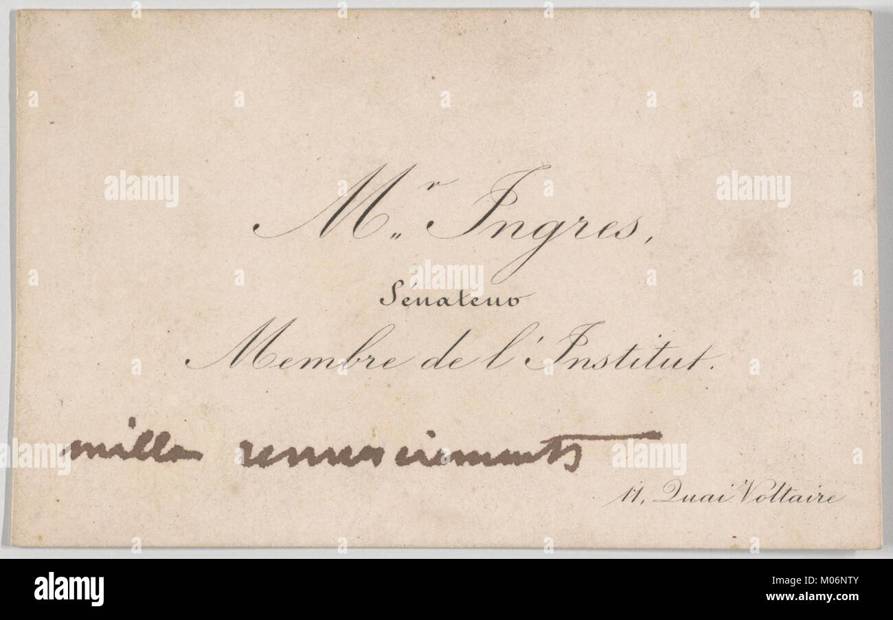 This calling card by J.A.D. Ingres is an example of 19th-century ...