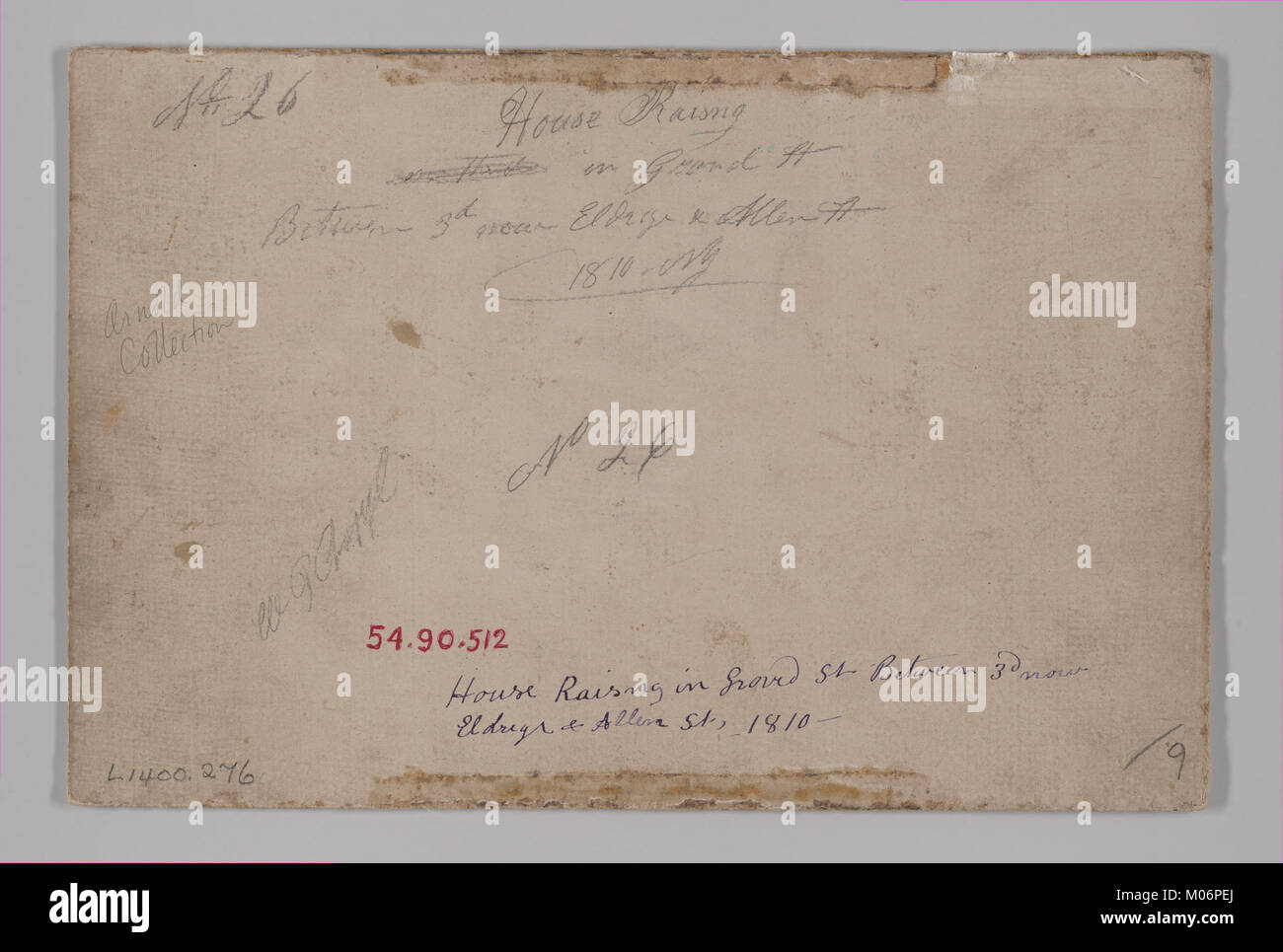 This artwork portrays the process of raising a house, highlighting the ...