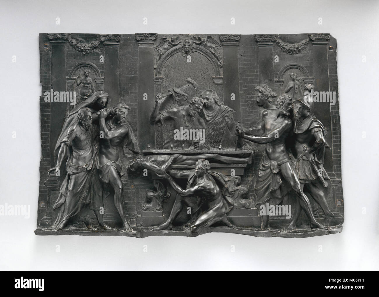 This artwork depicts the martyrdom of St. Daniel of Padua, illustrating ...