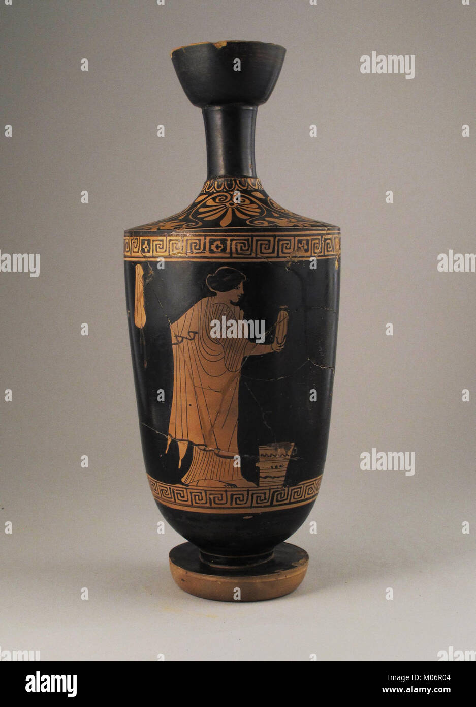 This lekythos, an ancient Greek oil flask, is a typical example of ...