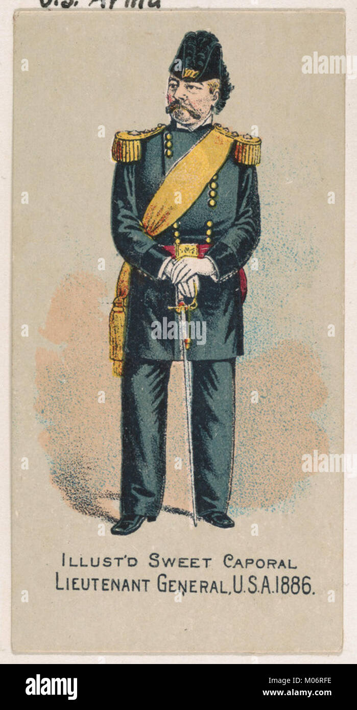 The card depicts a U.S. Army Lieutenant General from 1886, illustrating ...