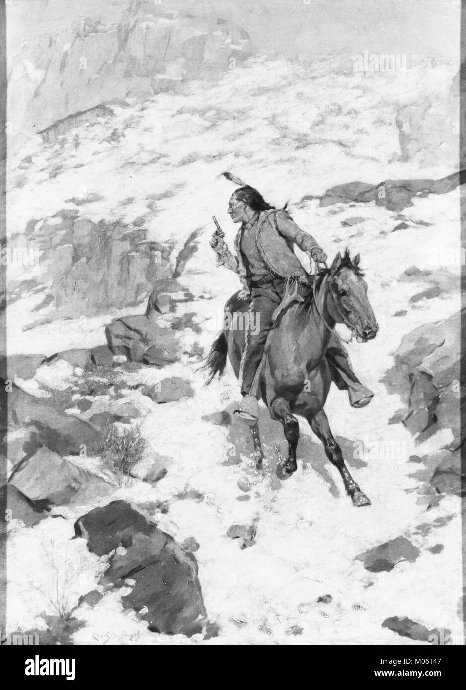 This artwork titled *In Hot Pursuit* captures a dynamic chase scene ...